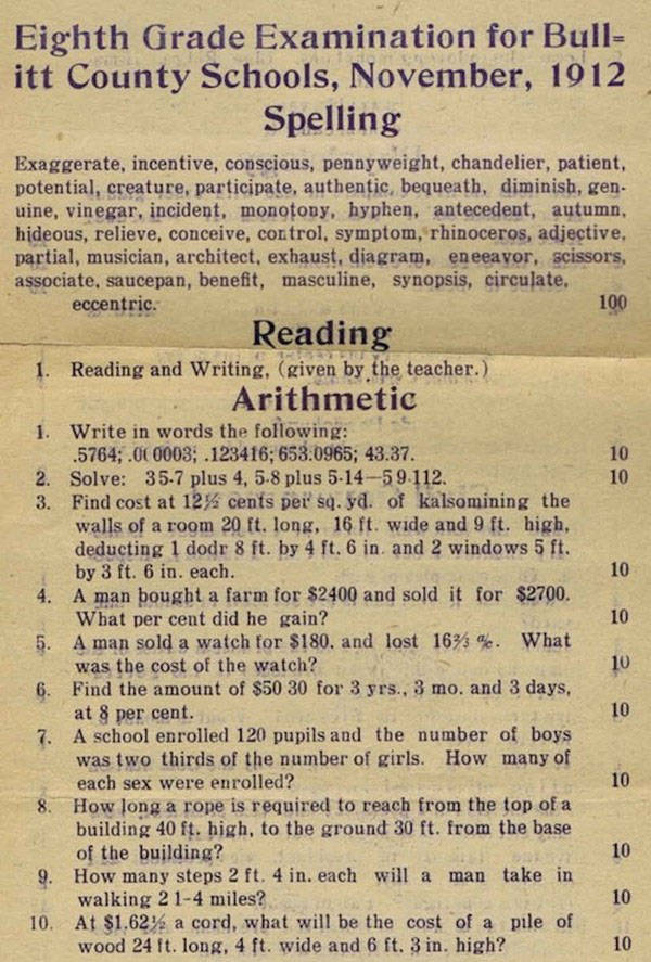 This 8th Grade Test From 1912 Is A Lot Harder Than You Think 4 Pics 